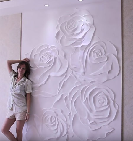 HOME DZINE Home Decor | Bas Relief Plaster Roses Wall Panel
